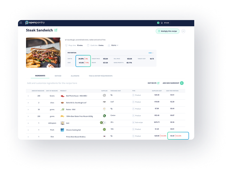 Menu Costing Software | Profitability Tools For Restaurants | Open Pantry